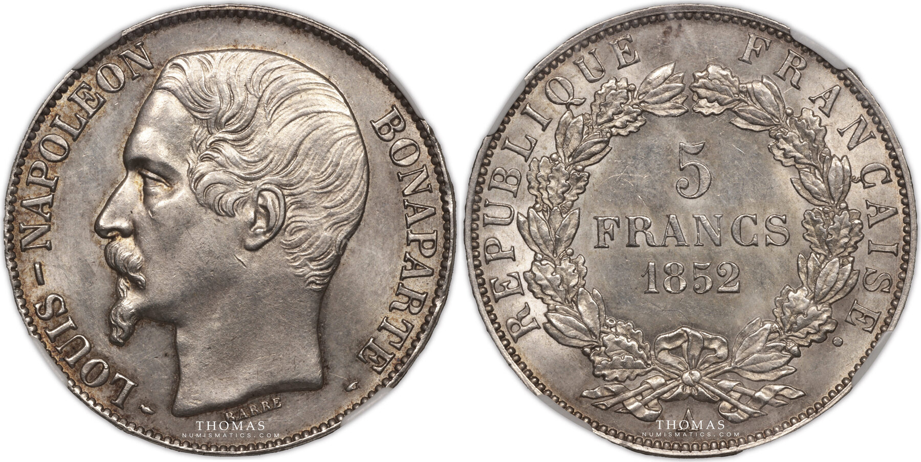 Napoleon III Coin - France - Napoléon III - 5 francs 1852 A SUP+ / NGC ...