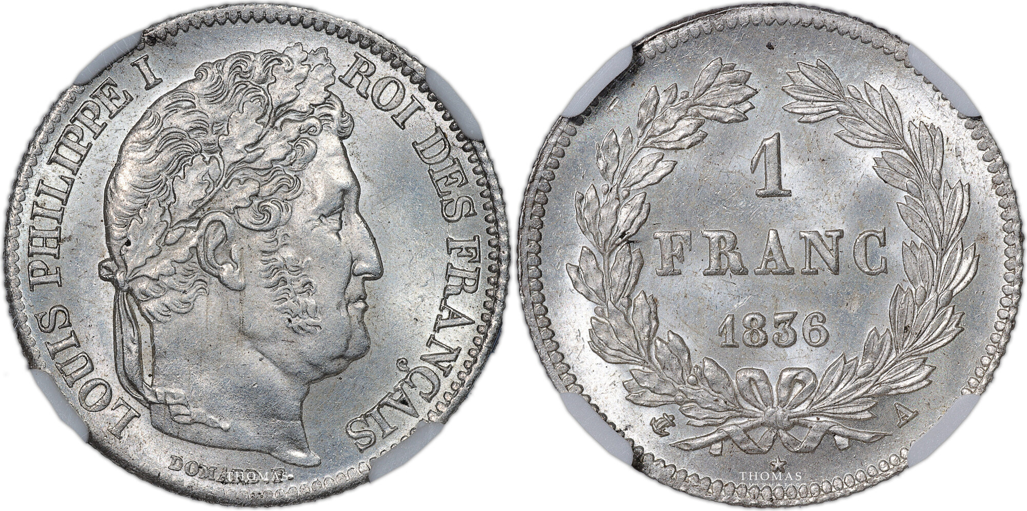 Louis Philippe I Coin France - Louis Philippe - 1 Franc - 1836 A Paris SPL / NGC MS 64 | MA-Shops