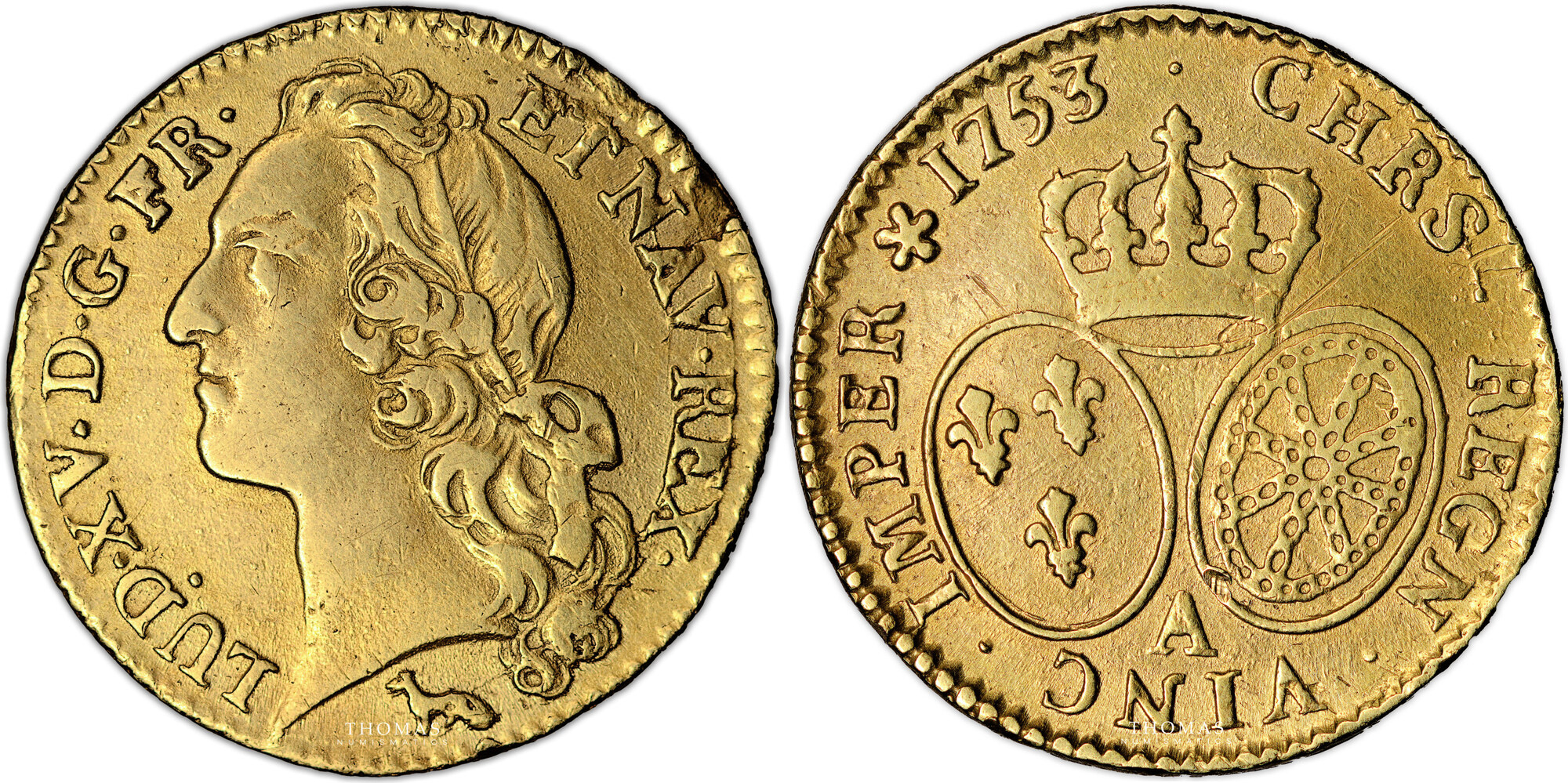 Louis d'or au bandeau Coin France - Louis XV - Gold - Louis d'or au ...