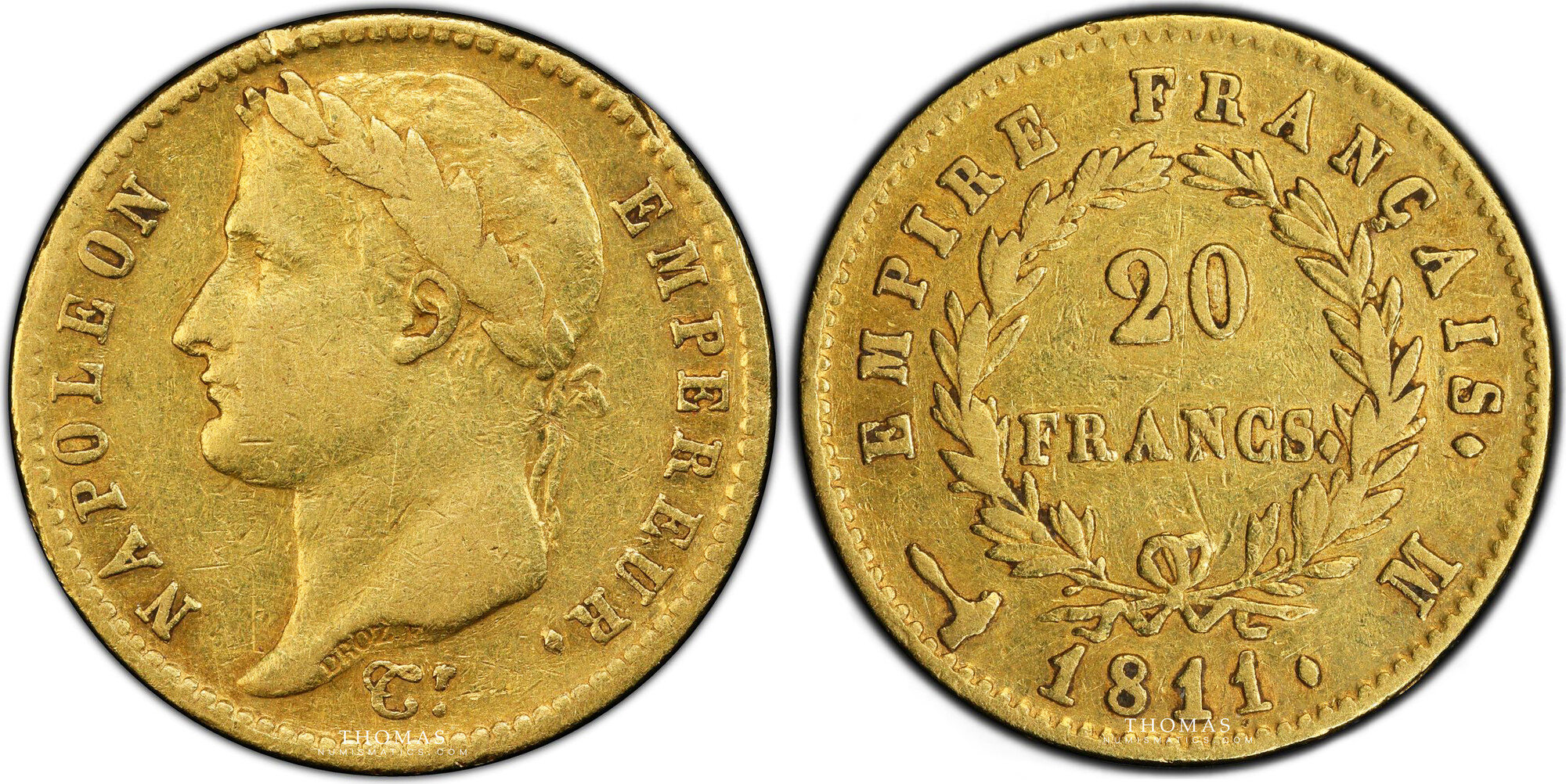 Napoleon I Coin France -Napoléon Ier - Gold - 20 francs or - 1811 M Toulouse - PCGS XF 40 - 4929 ...