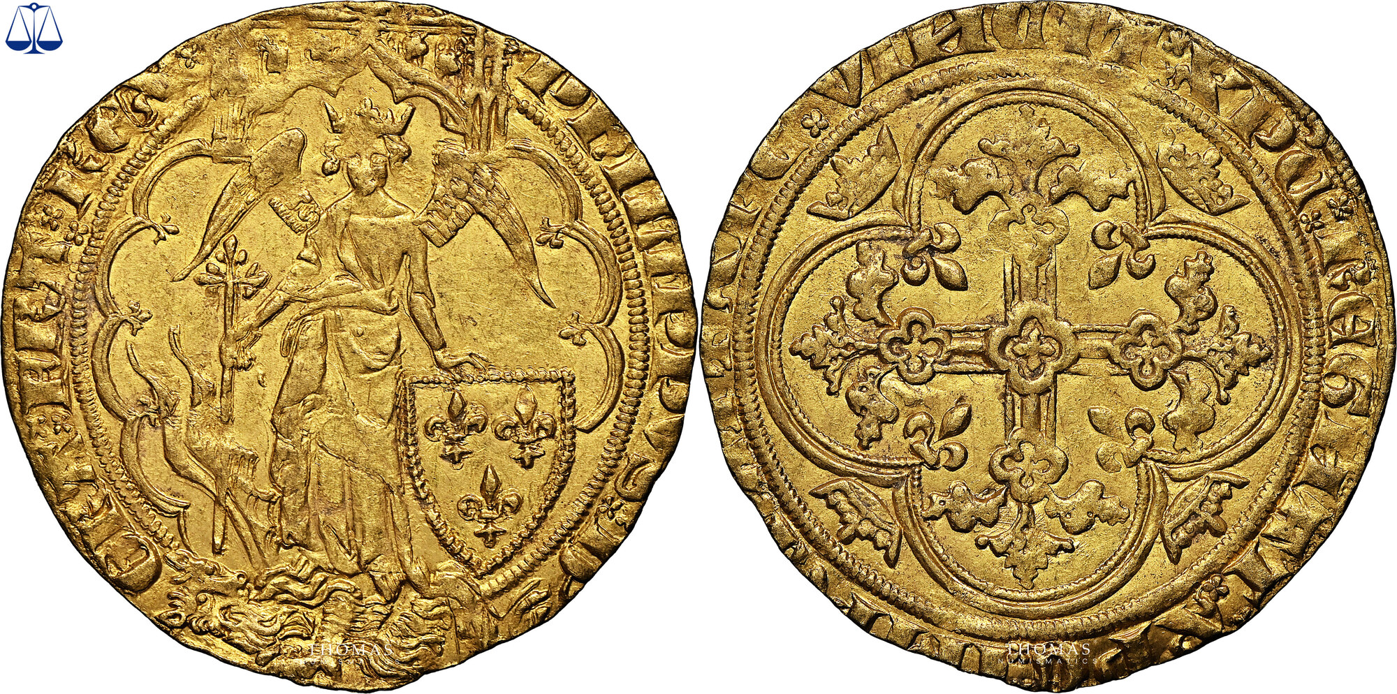 26/06/1342 Coin France - Philippe VI - Gold - Ange d'or - NGC MS 62 - Treasure Pontivy Hoard ...