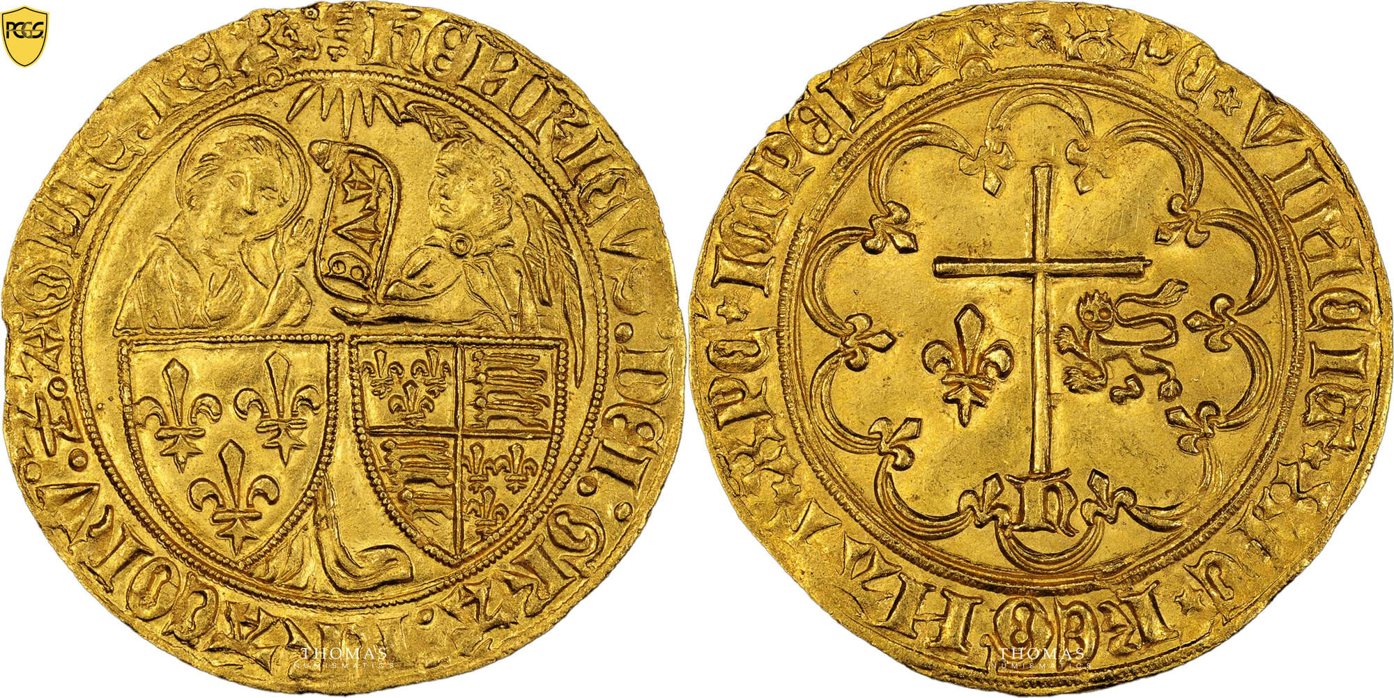 France 1422-1453 Coin - Henry VI - Gold Salut d'or - Rouen - PCGS MS 63 ...
