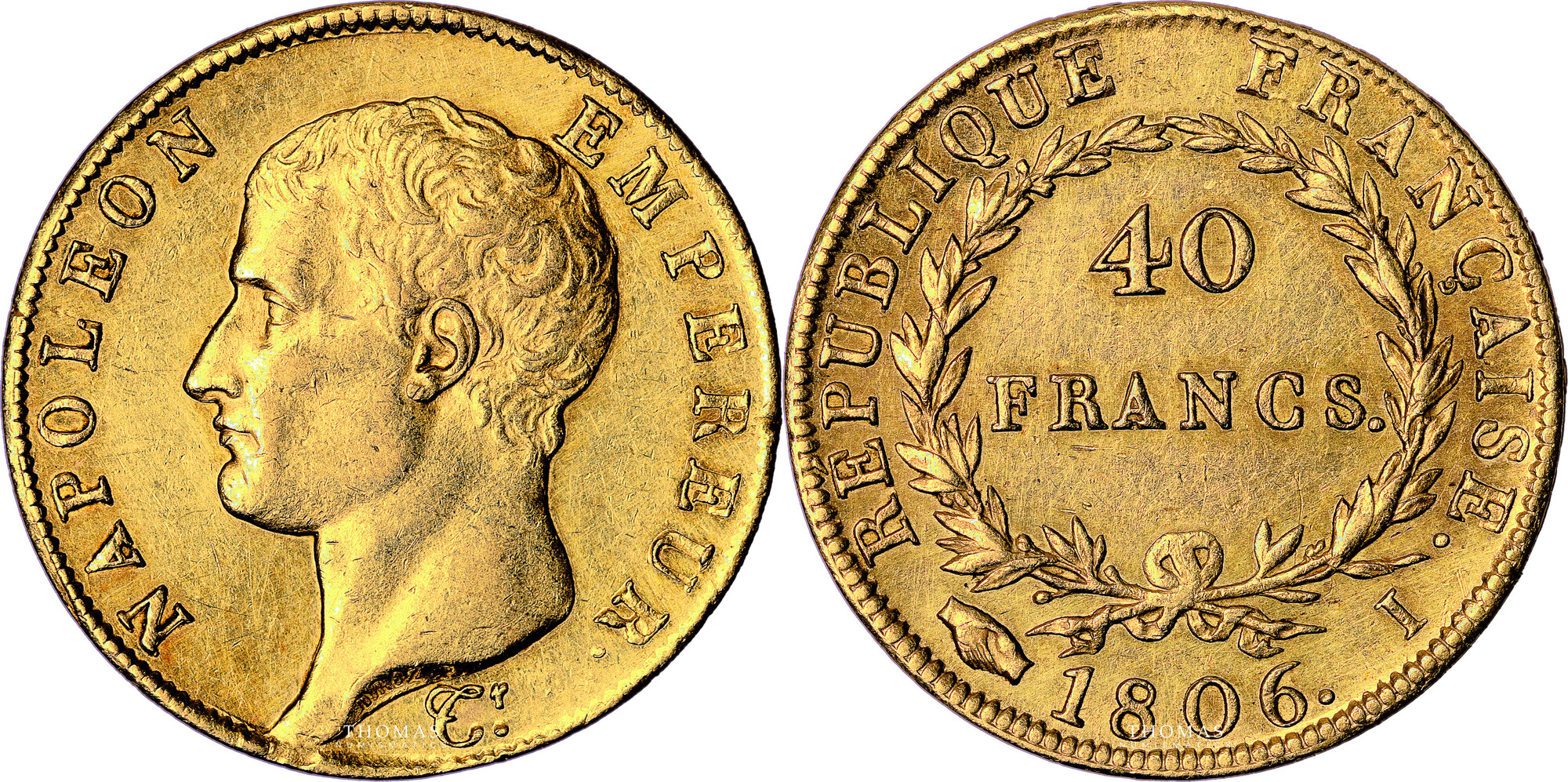 Napoleon I Coin France - Napoléon Ier - 40 Francs Gold - 1806 I Limoges ...