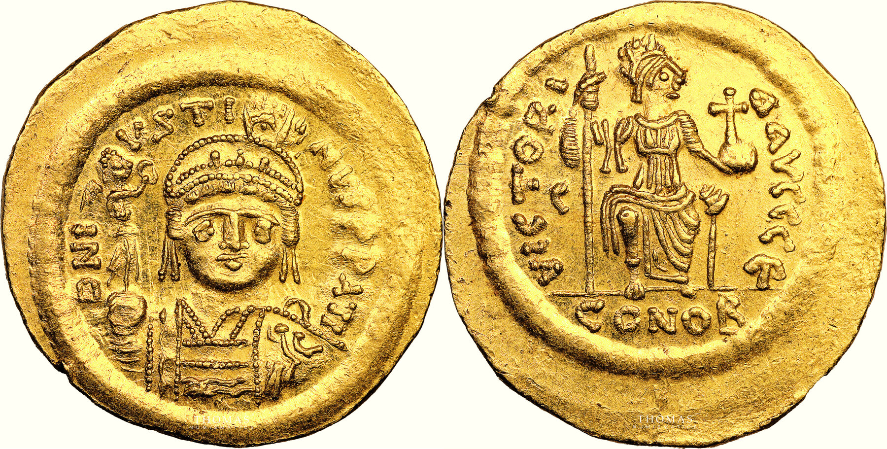 575-578 Coin Byzantine - Justin II - Gold Solidus - Constantinople vz+ ...