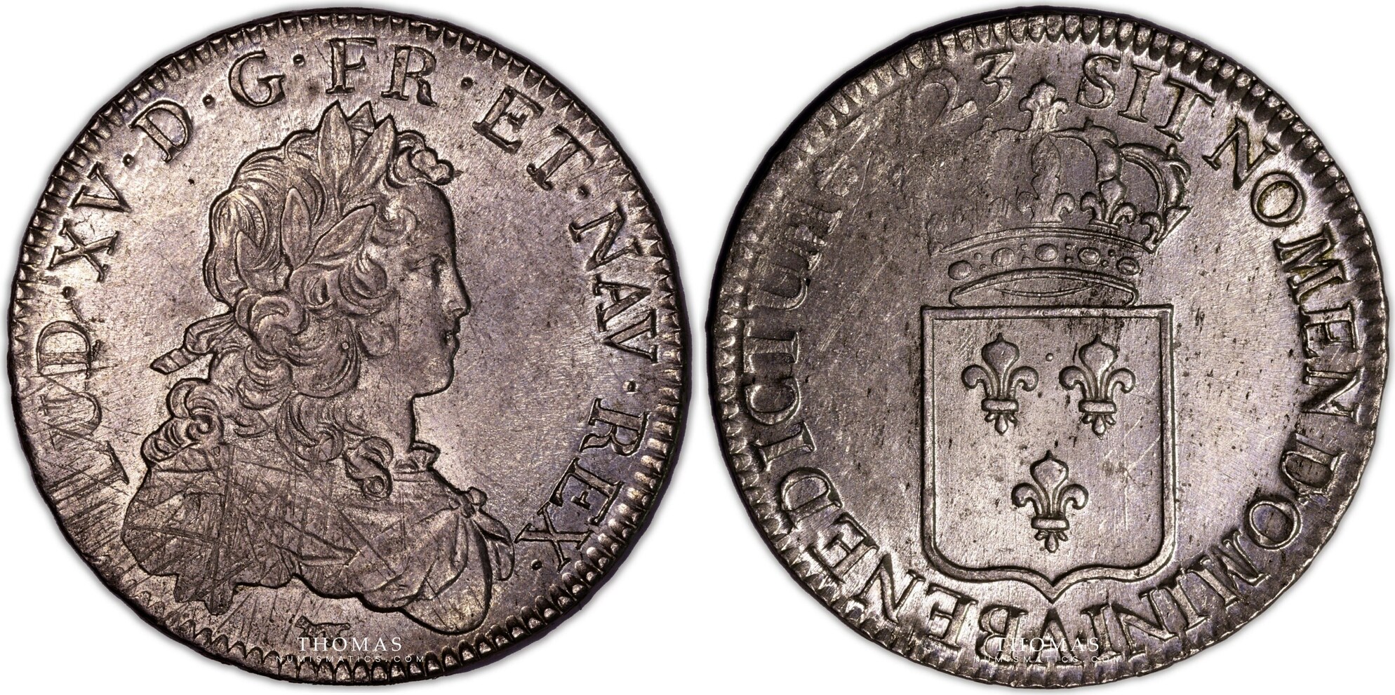 Écu de France Coin - France Louis XV – Ecu de France Silver – 1723 A ...