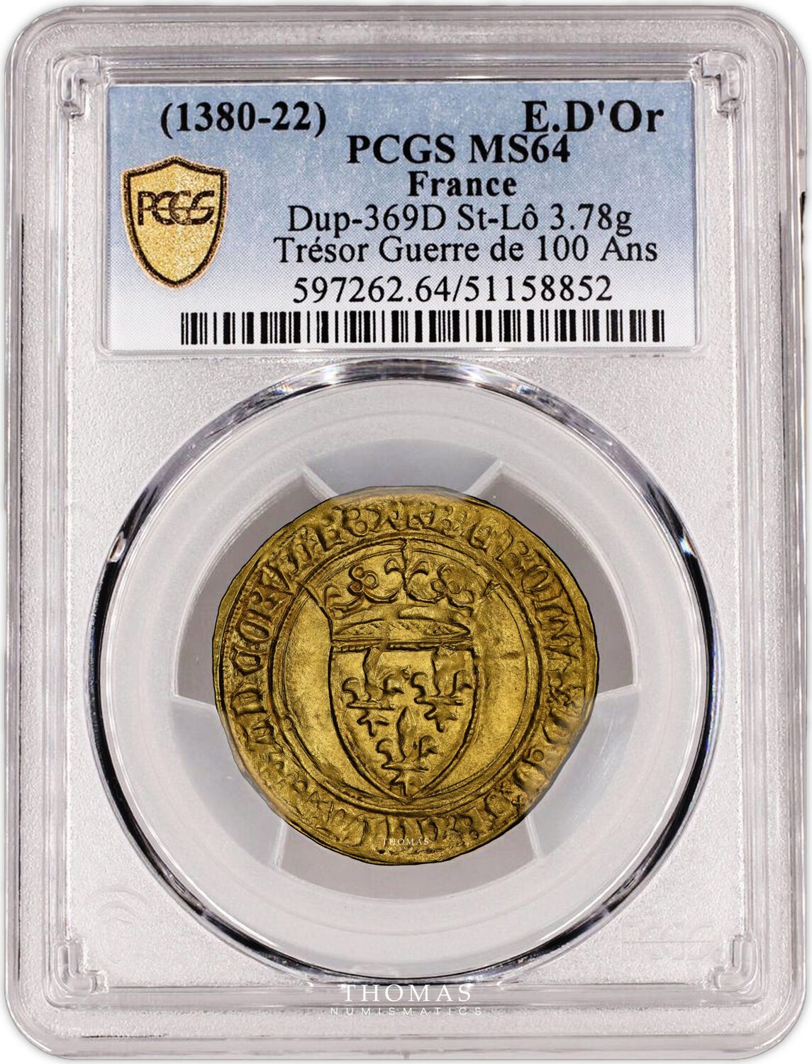 Écu d'or 1380-1422 Coin France - Charles VI - Gold Ecu d'or - Saint-lô ...