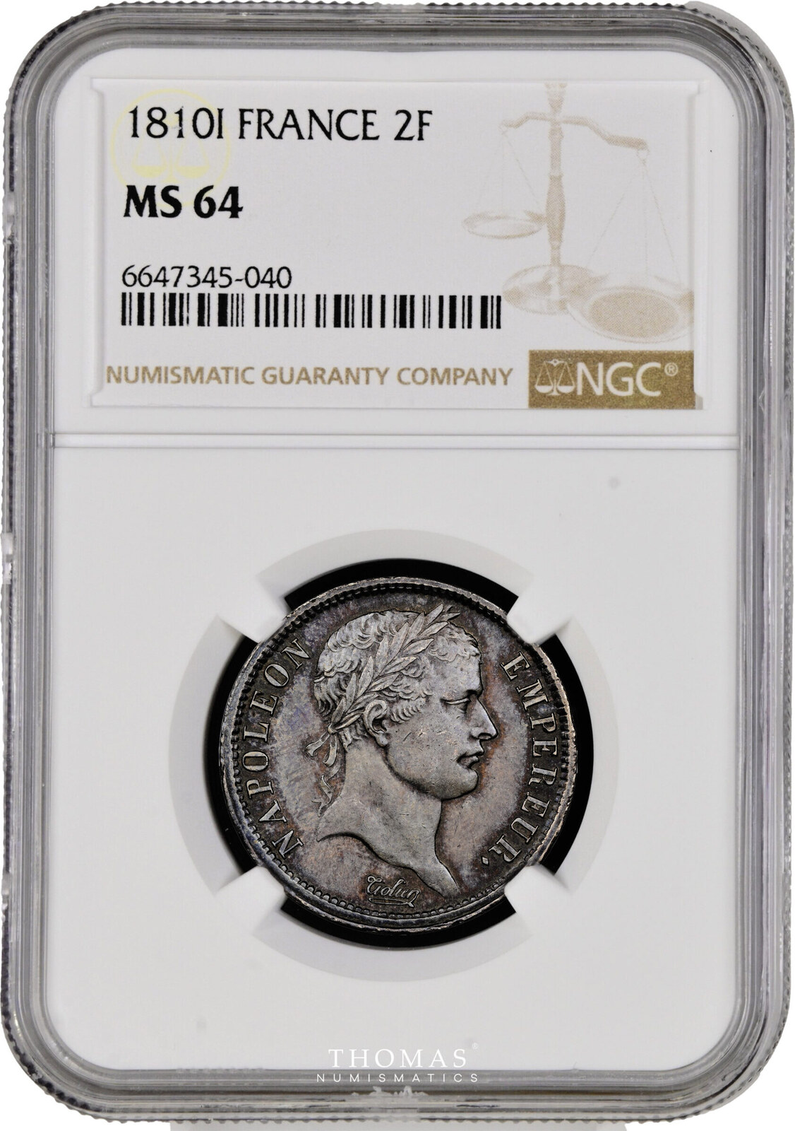 France 2 francs 1810 Napoleon I SPL / NGC MS 64 | MA-Shops