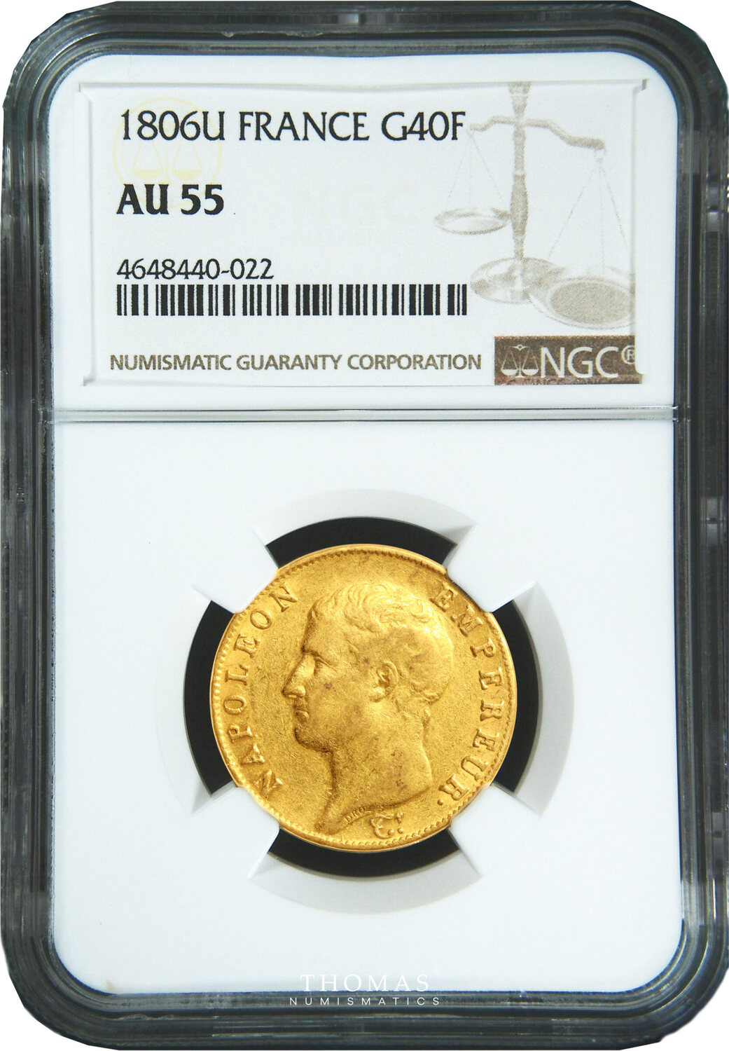 Coin France - Napoleon I - Gold - 40 Francs Or - 1806 U Turin SUP / NGC ...