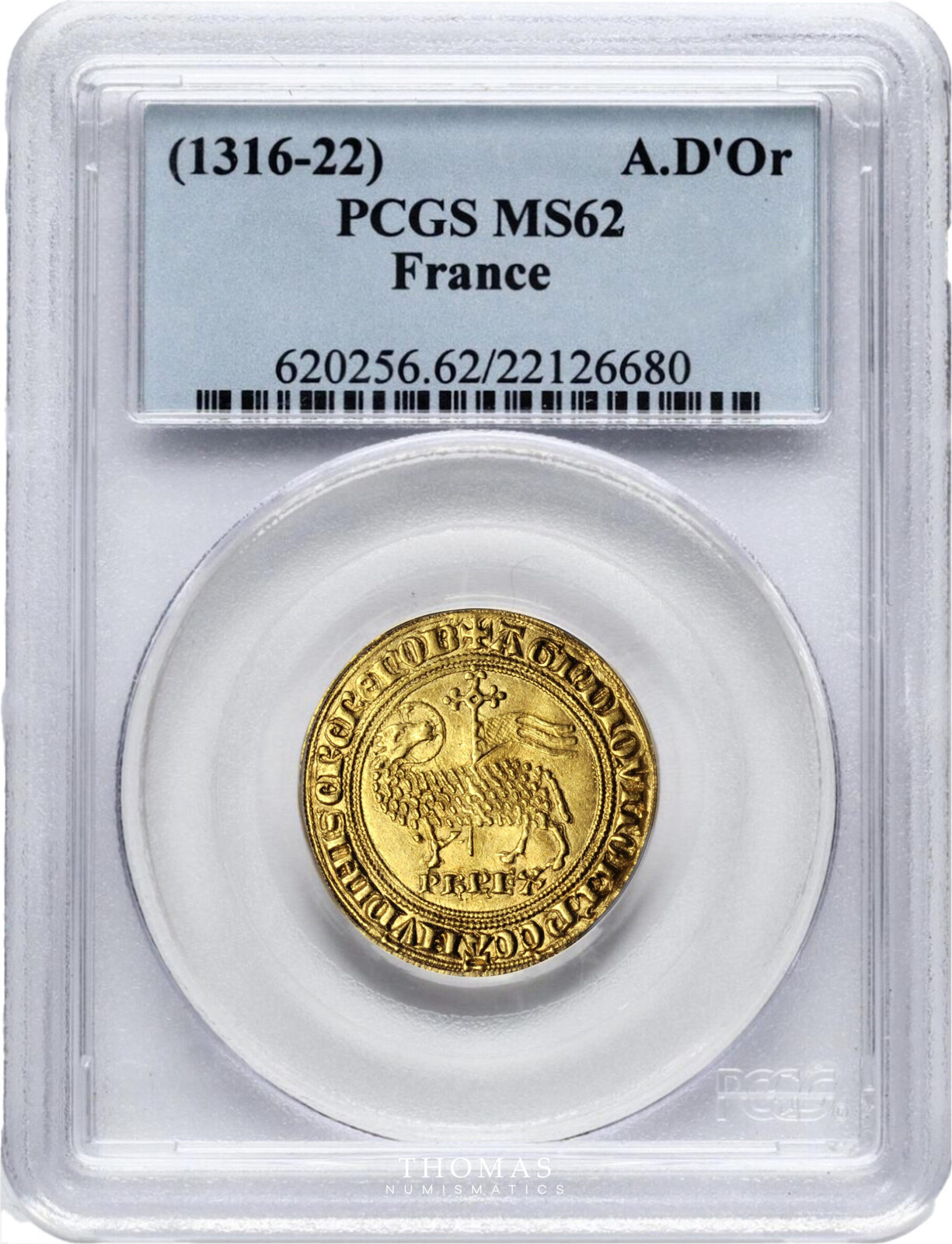 1316-1322 Coin France - Philippe V the tall - Gold - Agnel d'or SUP+ ...