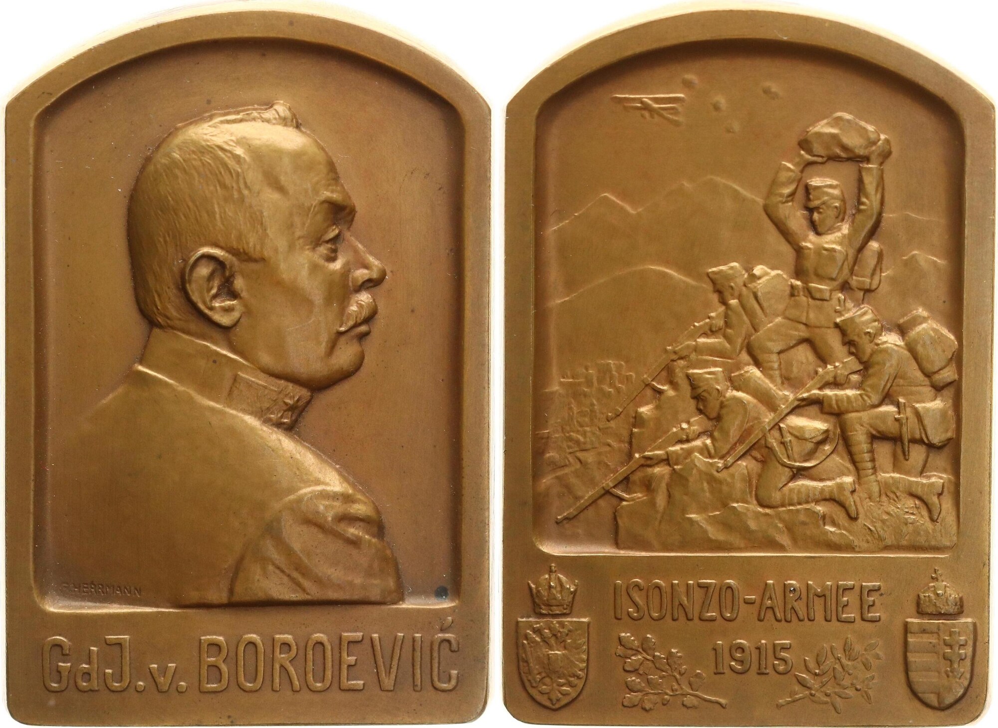Kroatien/Österreich AE-Plakette 1915 Oberbefehlshaber d. Schlacht v ...