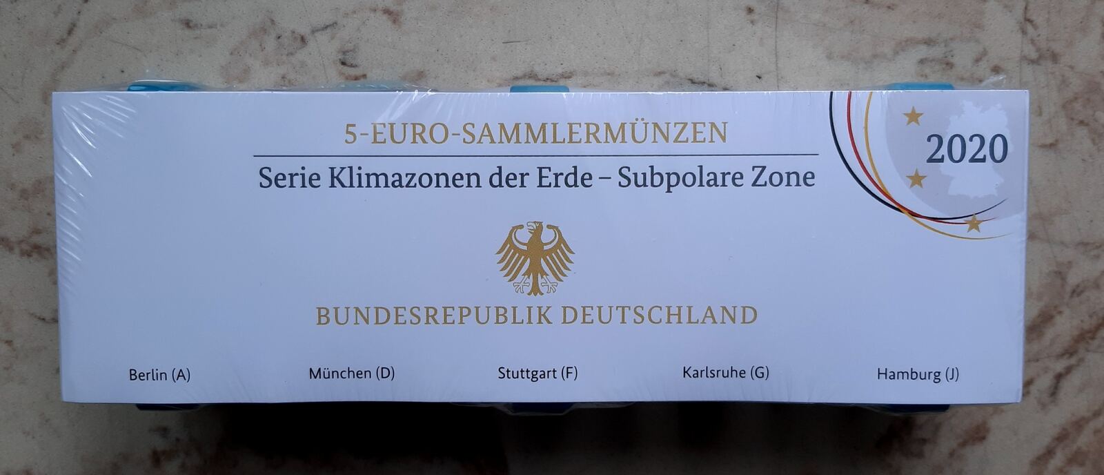 Deutschland 5x 5 Euro 2020 ADFGJ BRD Klimazonen, Subpolare Zone ...