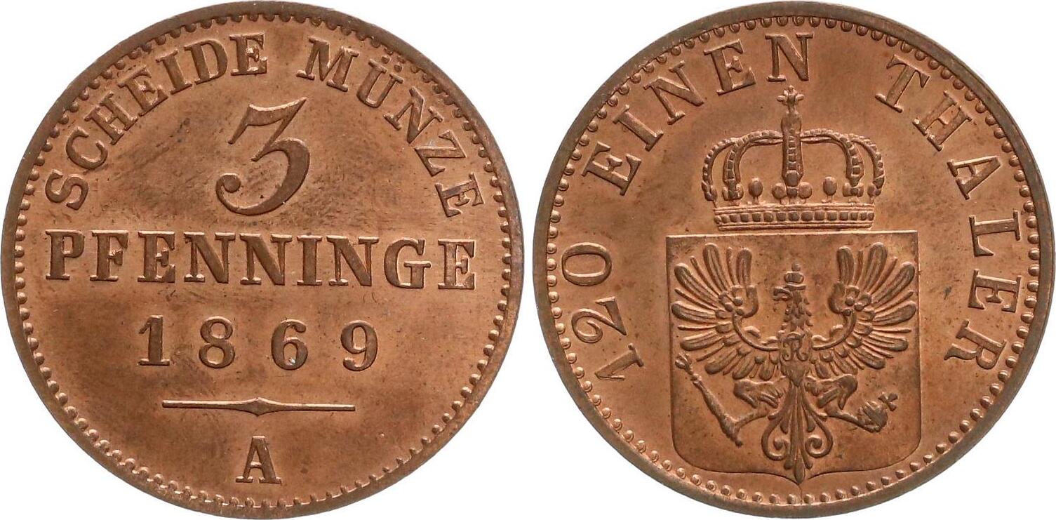 Preussen 3 Pfennige 1869 A st | MA-Shops