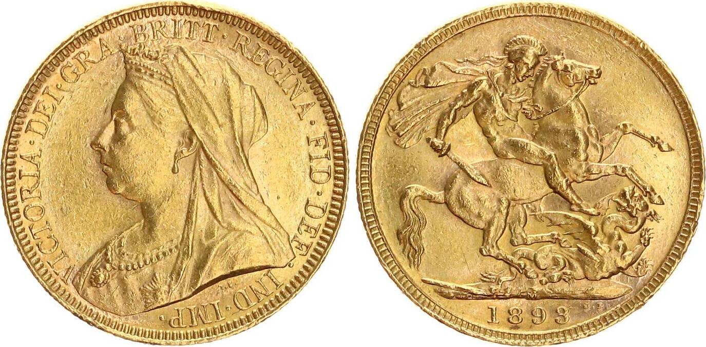 Australien Sovereign 1893 M - Victoria 1837-1901. Melbourne Mint. vz ...