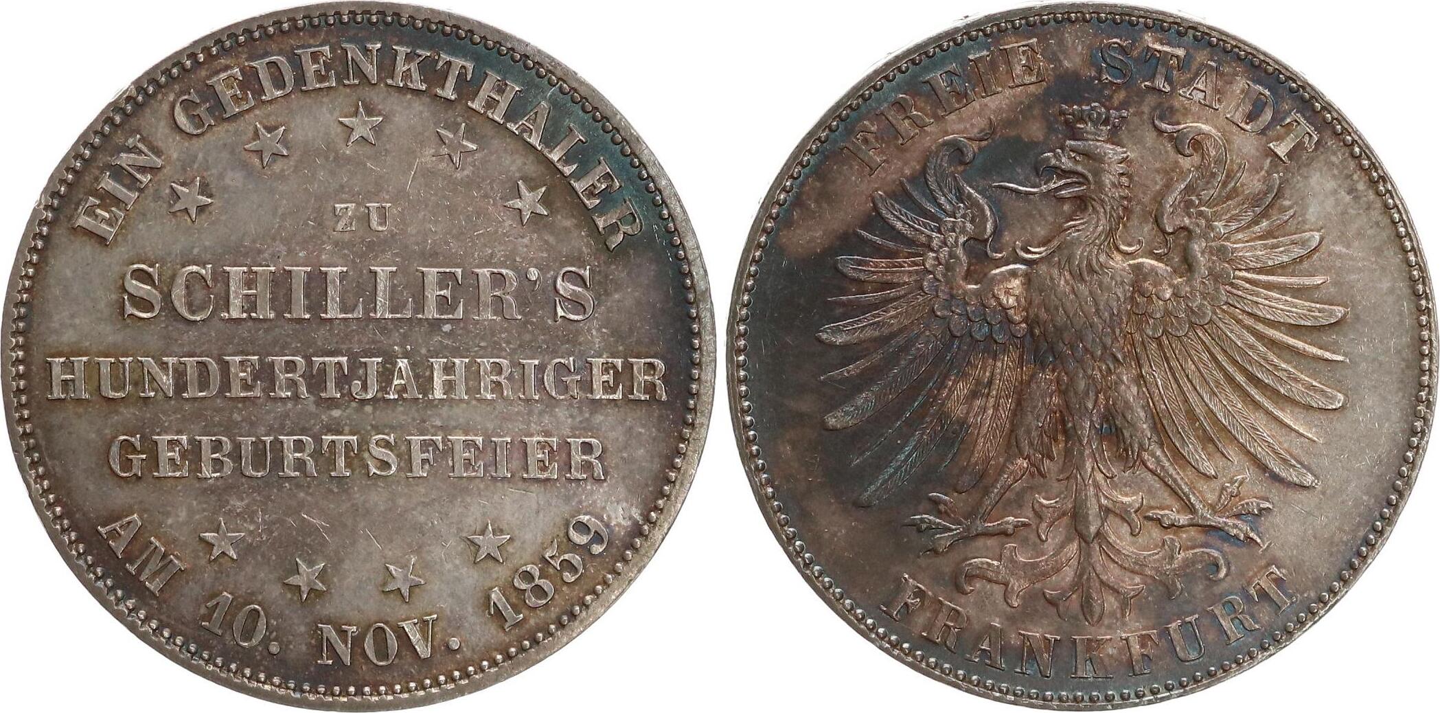 Deutschland - Frankfurt Gedenkthaler 1859 - Friedrich Schiller, 100 ...