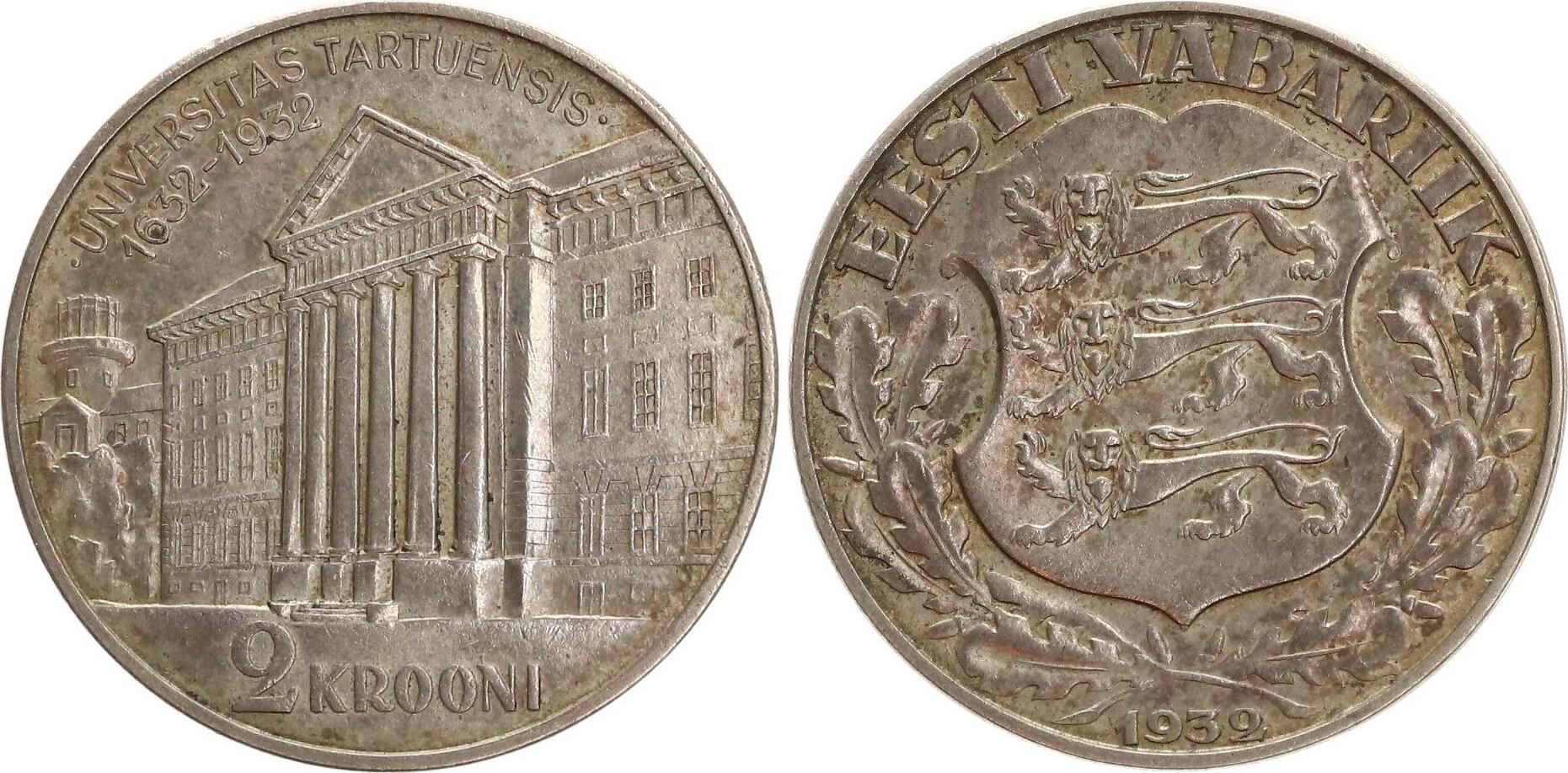 Estland 2 Krooni 1932 - Republik, 1918-1941. - 300 Jahre Universität ...