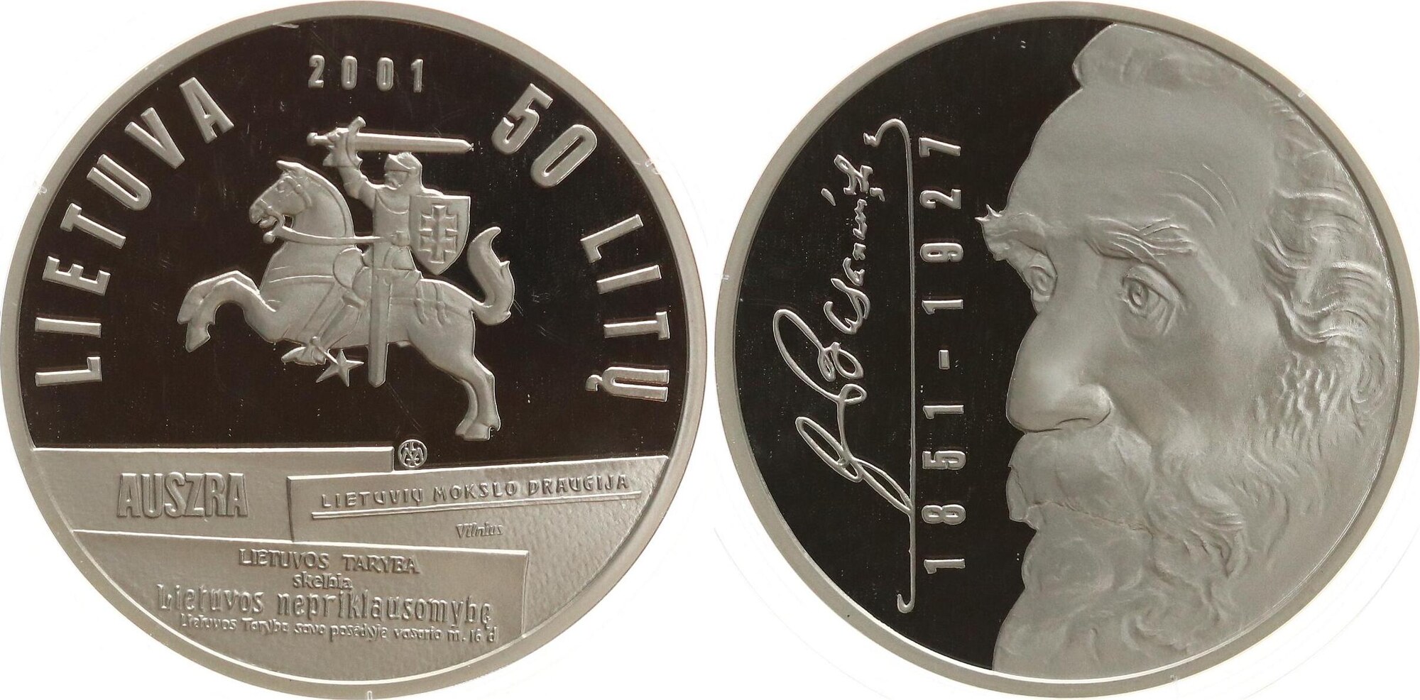 Litauen 50 Litu 2001 - 150. Geburtstag J. Basanavicius (1851-1925 ...