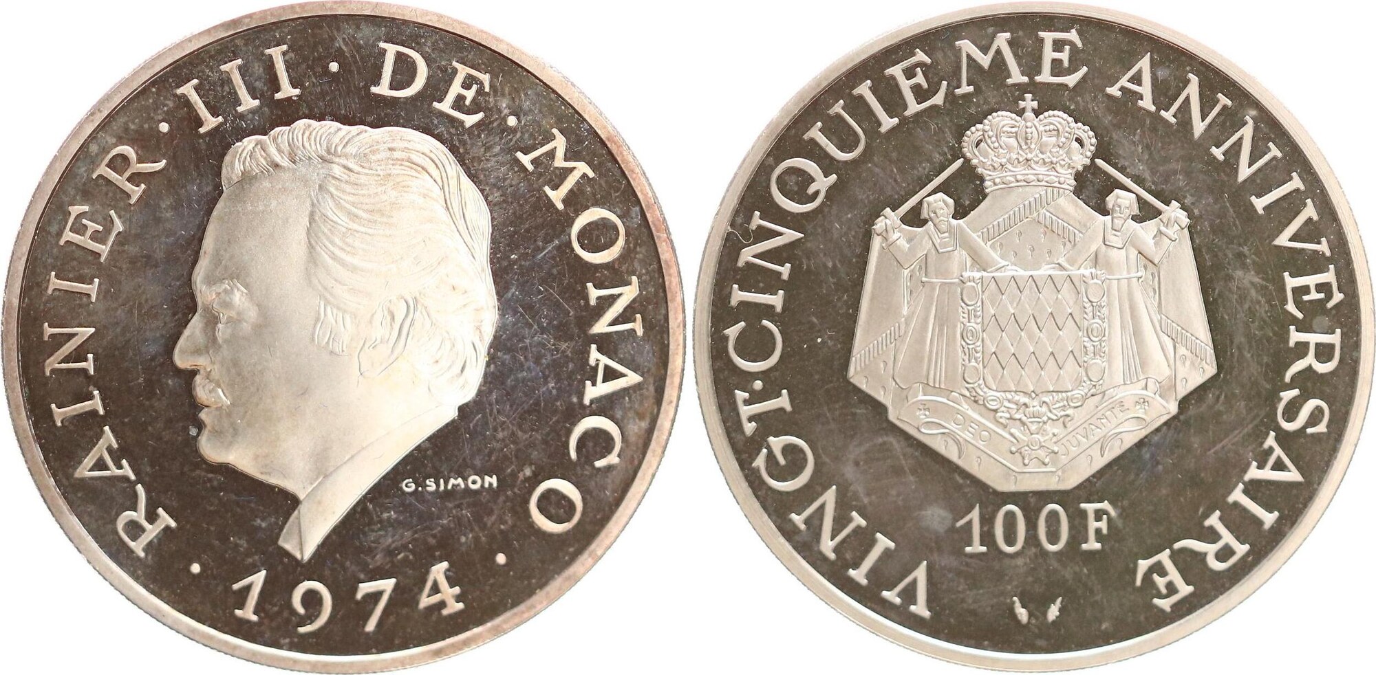 Monaco 100 Francs 1974 Rainer III., 1949-2005. 25-jähriges ...