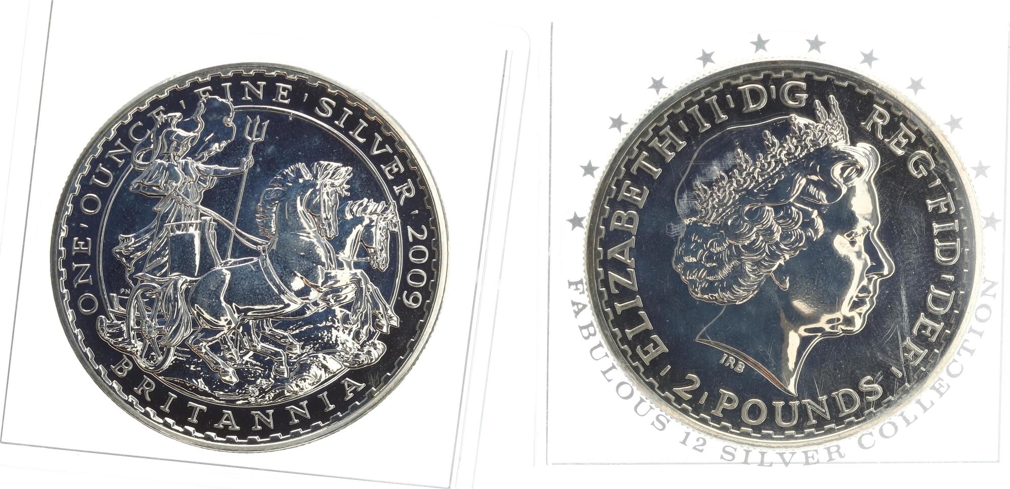 Großbritannien - 2 Pounds 2009 1 Unze Silber, Britannia, in Fabulous 12 ...