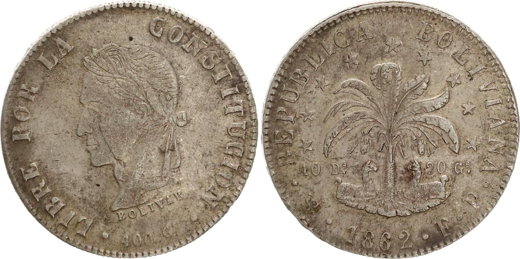 Bolivien 8 soles 1862 FP - Republik seit 1825. ss-vz | MA-Shops