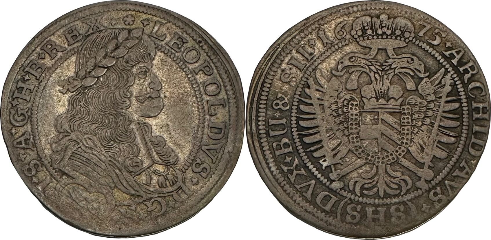 RDR BOHEMIA SILESIA XV. kreuzer 1675 SHS LEOPOLD I. geprägt Breslau mintmaster Solomon ...