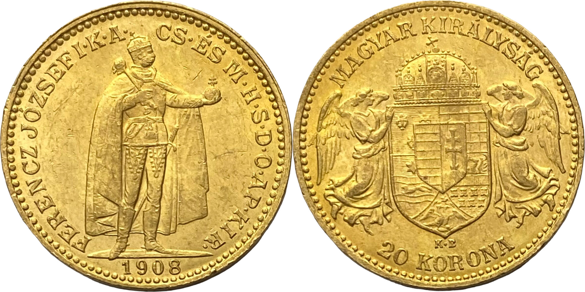 Österreich-Ungarn 20 Corona K.B. 1908 Franz Joseph I. Münzprägung ...