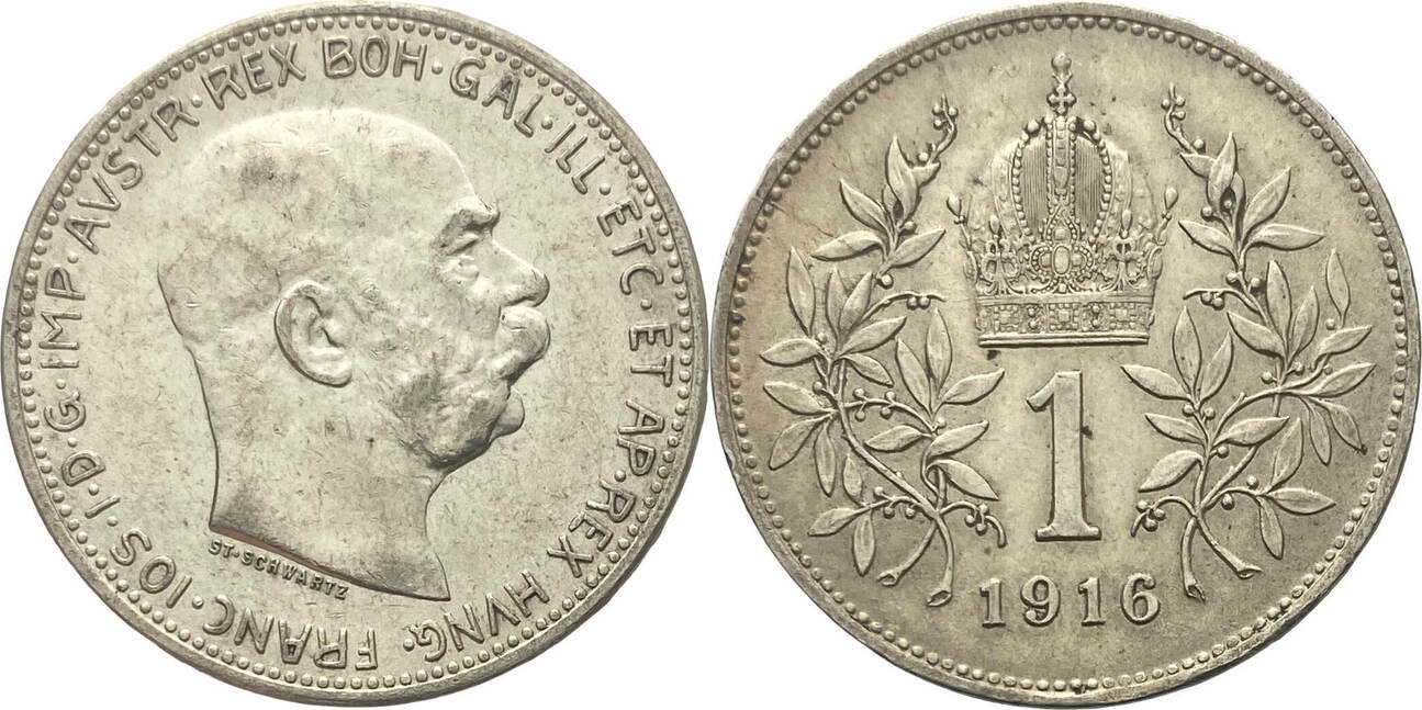 Österreich-Ungarn 1 corona 1916 Franz Joseph I. Nicht gereinigt UNC- | MA-Shops