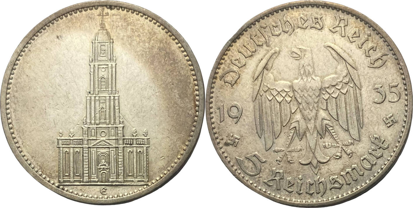 Deutschland III. Reich 5 Mark E 1935 Potsdam Garnison Kirche E ...
