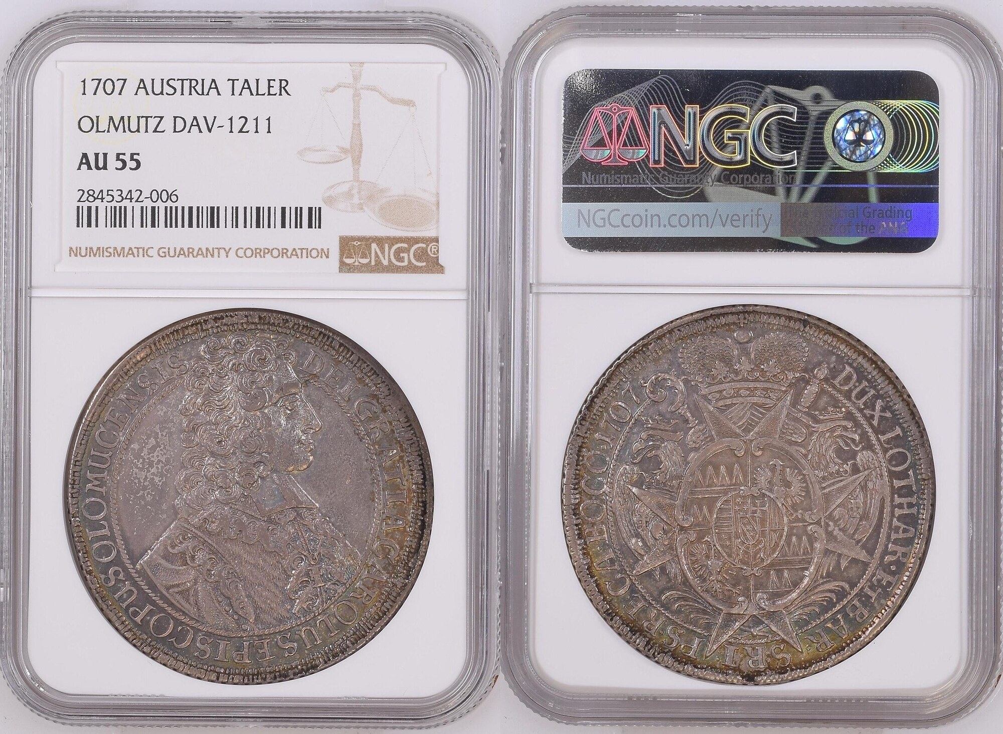 ERZBISTUM OLMÜTZ Königreichs BOHEMIA 1 TALER 1707 Erzbischof KARL III ...