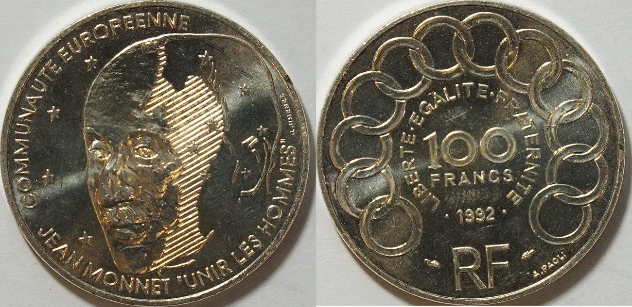 Frankreich 100 Francs 1992 Jean Monnet vz - st | MA-Shops
