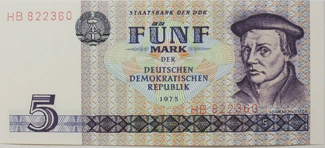 DDR 5 Mark 1975 World paper money Nr.27 a unc | MA-Shops