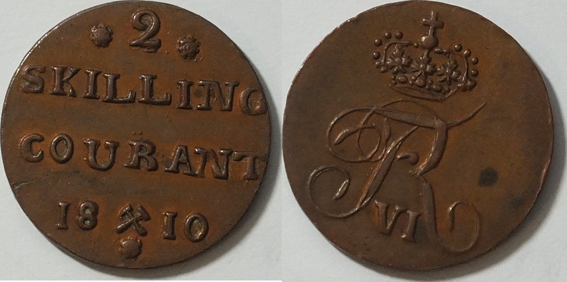 Norwegen 2 Skilling 1810 Friedrich VI. 1808-1814 vz | MA-Shops