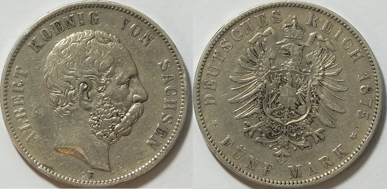 Sachsen 5 Mark 1875 ss | MA-Shops