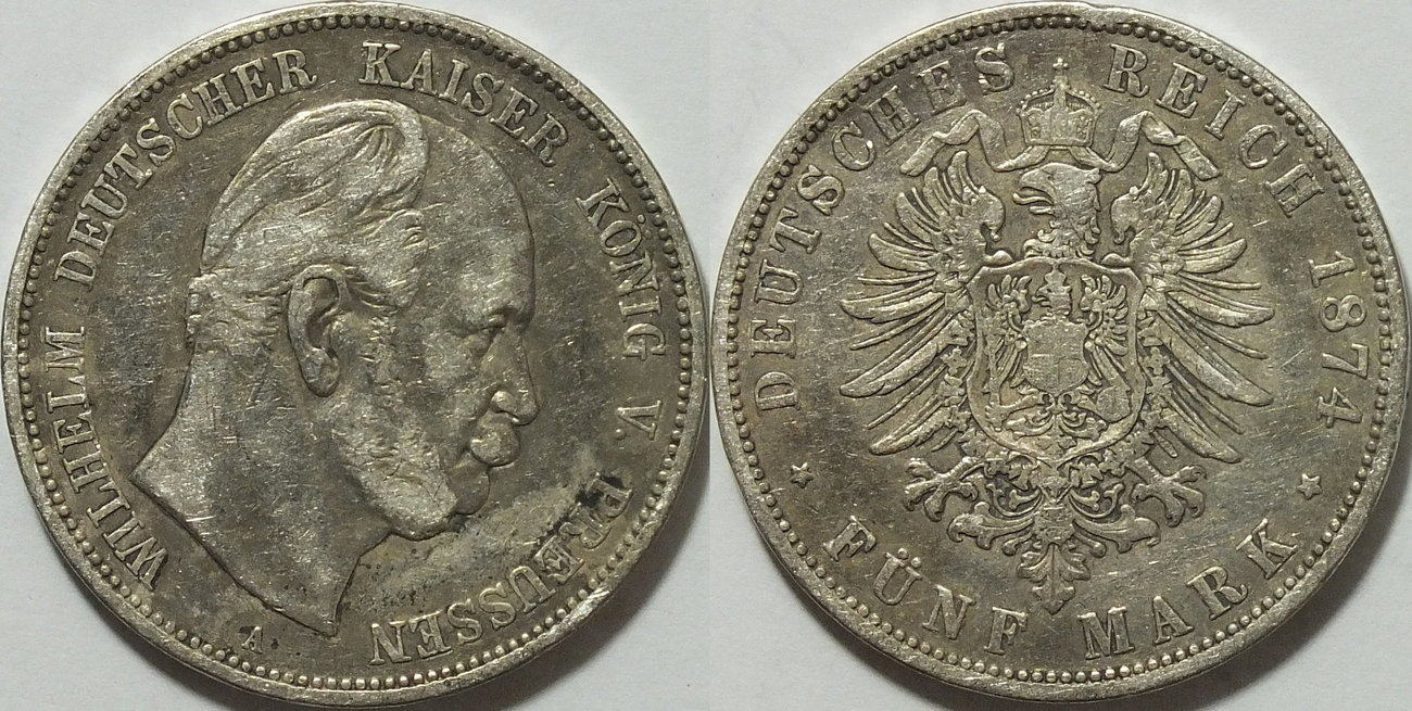Preussen 5 Mark 1874 A Wilhelm I. s | MA-Shops