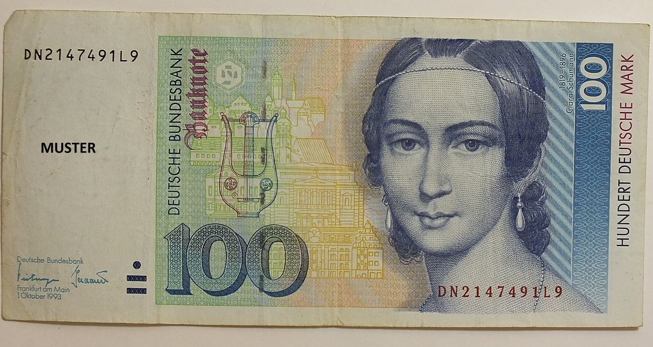 Deutschland 100 DM 1993 Standard Catalog of Worldpaper Money Nr. 41 c ...