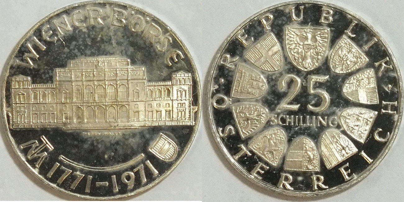 Österreich 25 Schilling 1971 Wiener Börse ex PP | MA-Shops