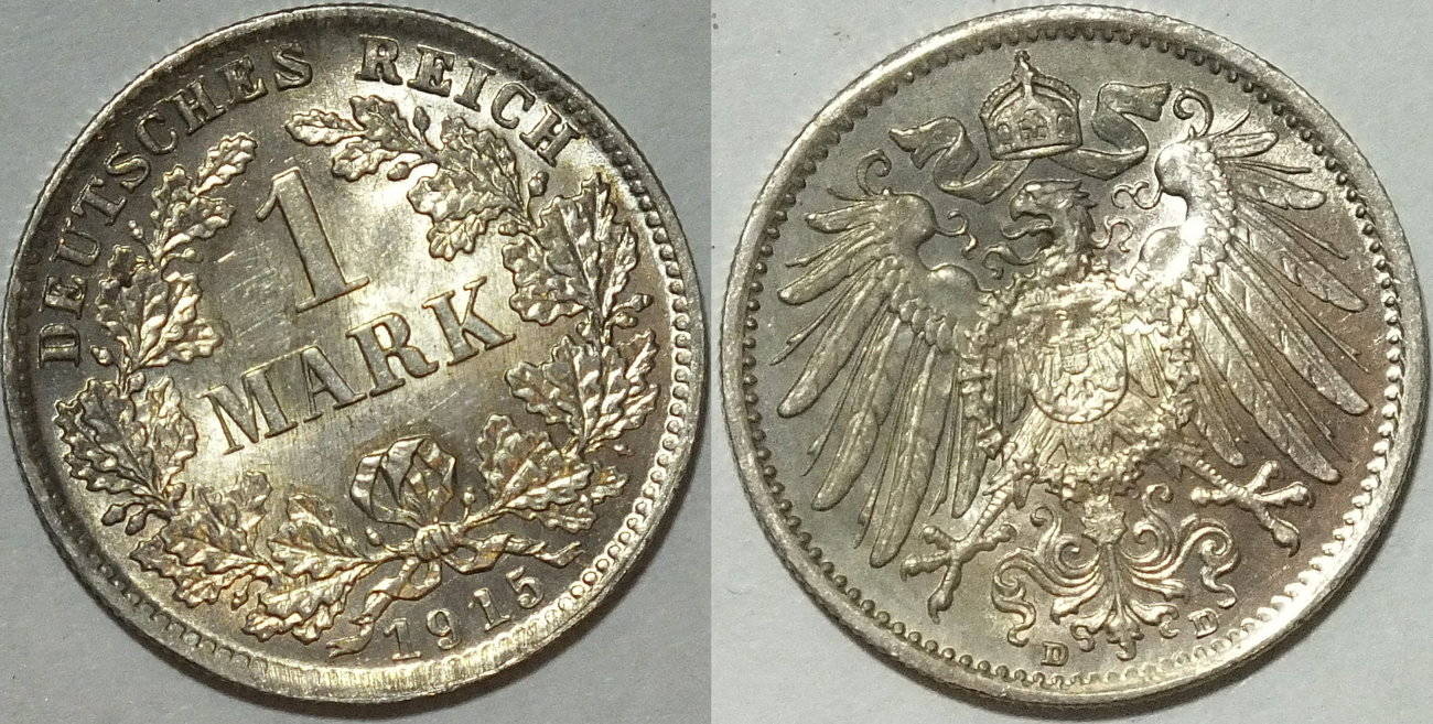 Kaiserreich 1 Mark 1915 D vz-st | MA-Shops