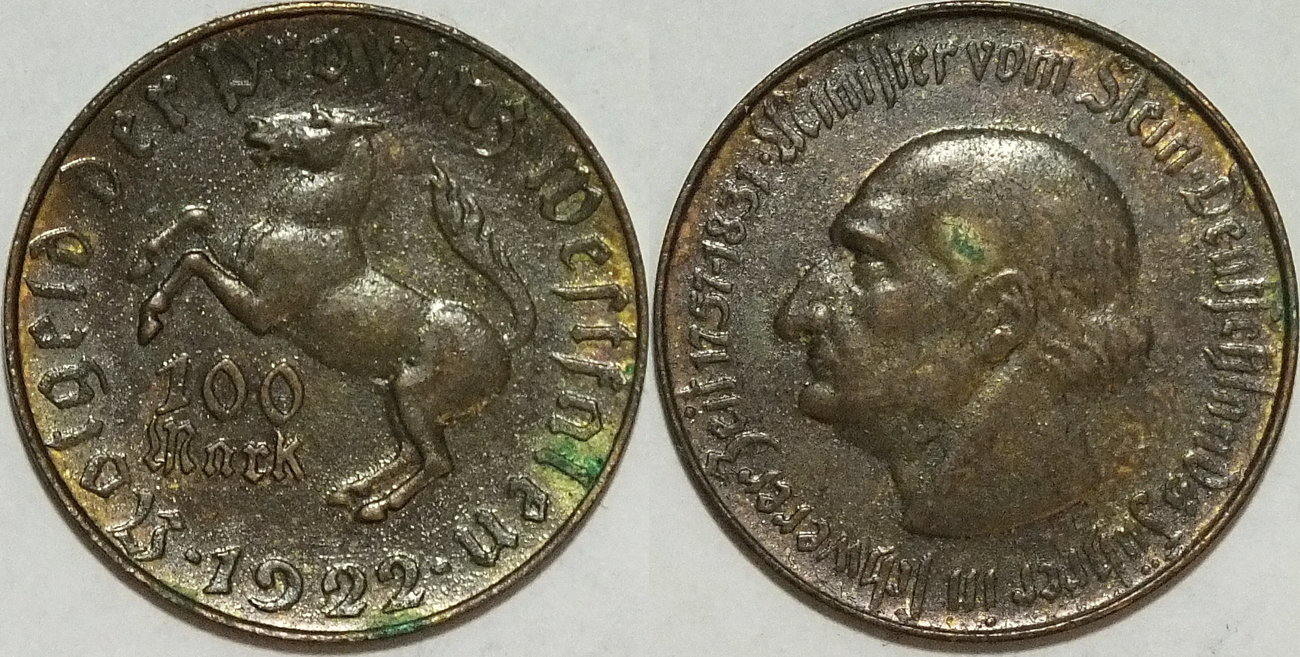 Deutsches Reich 100 Mark 1922 Westfalen ss | MA-Shops