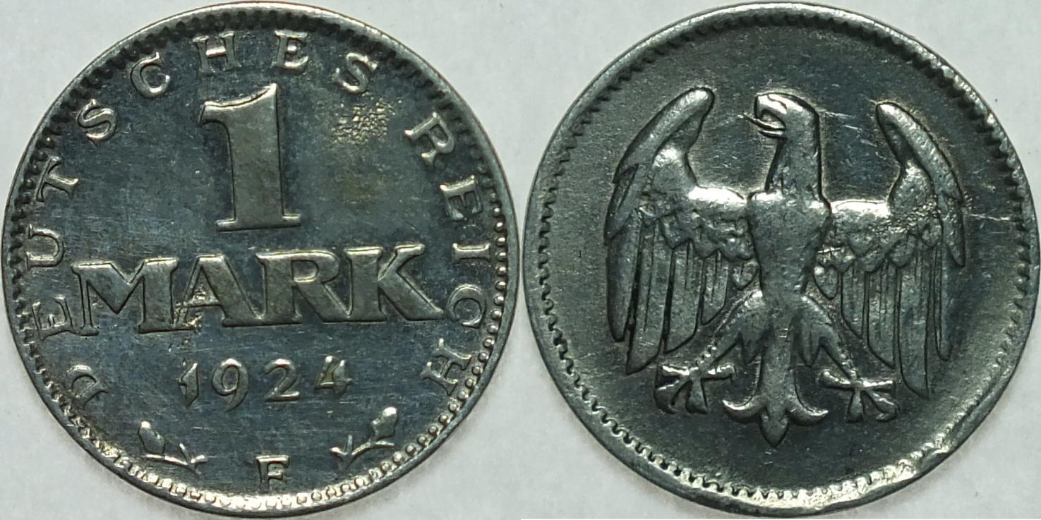 Weimar 1 Mark 1924 F ss | MA-Shops