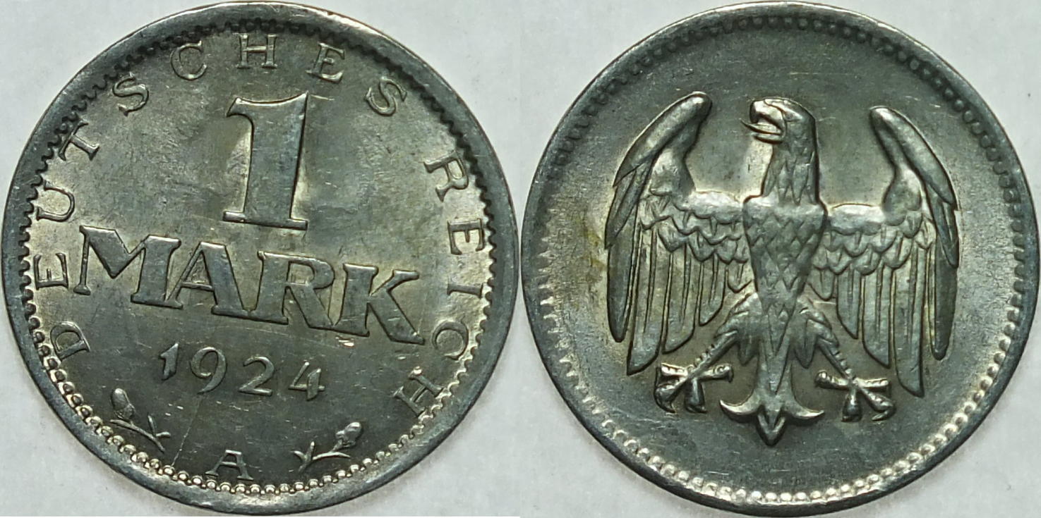 Weimar 1 Mark 1924 A vz - st | MA-Shops