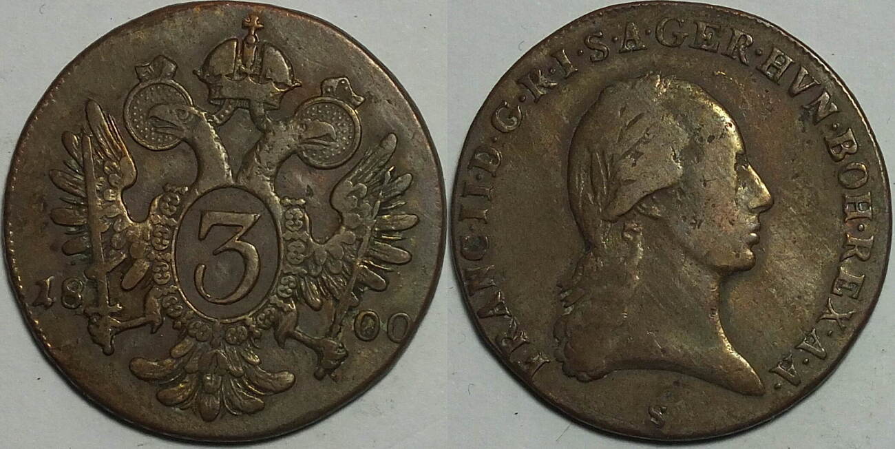 Österreich 3 Kreuzer 1800 Franz II. (1792-1806) ss | MA-Shops