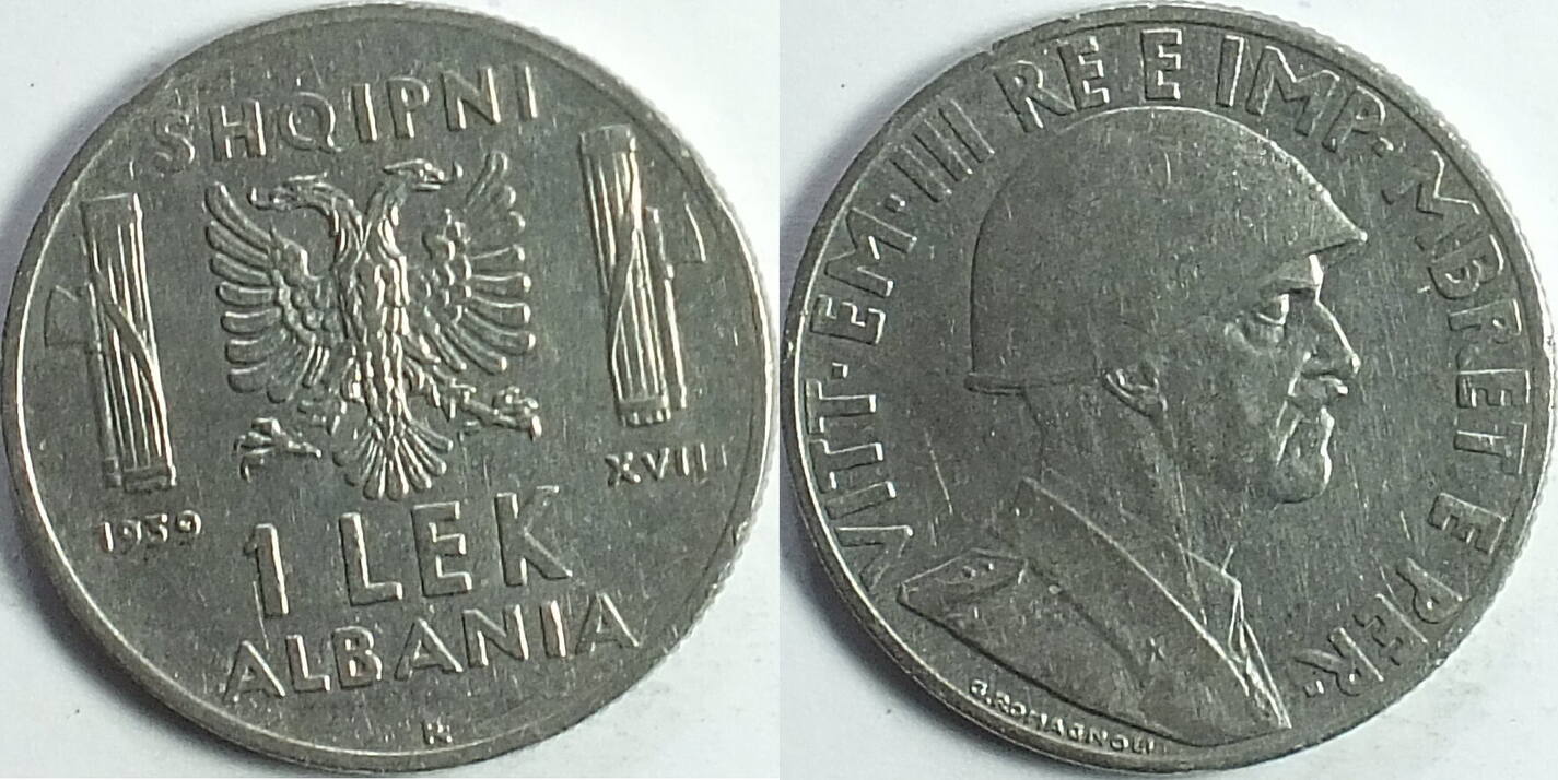 Albanien 1 Lek 1939 Vittorio Emuelle III. 1939-1943 vz | MA-Shops
