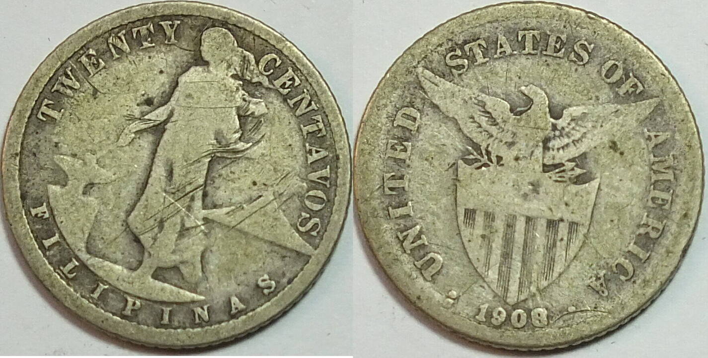Philipinen 20 Centavos 1908 s | MA-Shops