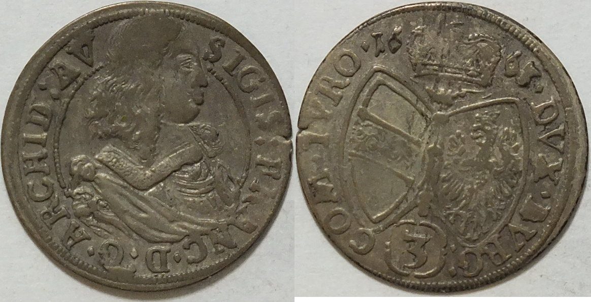 Habsburg 3 Groschen 1663 Erzherzog Sigismund Franz ss | MA-Shops