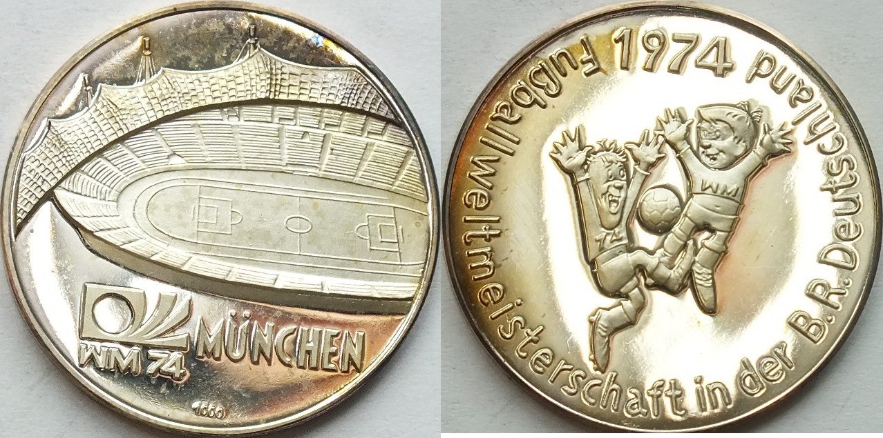 Deutschland Silbermed. 1974 Olympiade München PP leicht berieben | MA-Shops