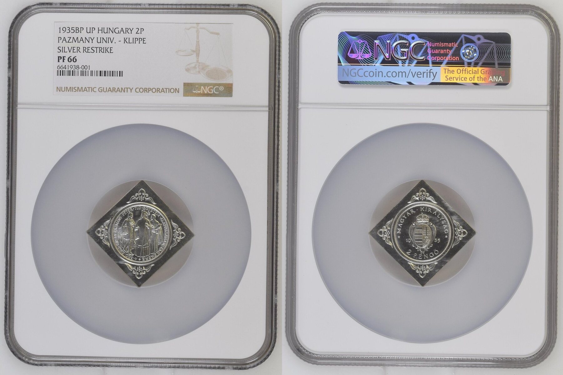 Ungarn 2 Pengö 1935BP UP Silber 2 Pengo Muster Klippe Restrike, 1935-BP ...