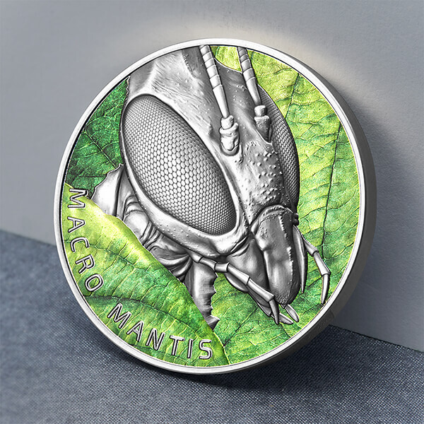 5 Dollars Macro Mantis Macro Insects 2 oz Antique finish Silver Coin 5 ...