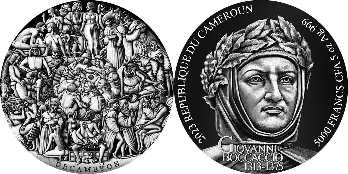 Cameroon 2023 The Decameron 5 oz Antique finish Silver Coin 5000 Francs ...