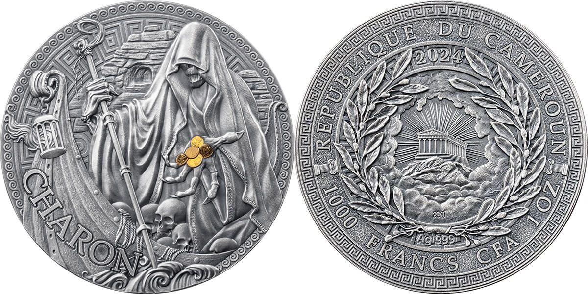 Cameroon 2024 Charon The Great Greek Mythology 1 oz Antique finish Silver Coin 1000 Francs CFA ...
