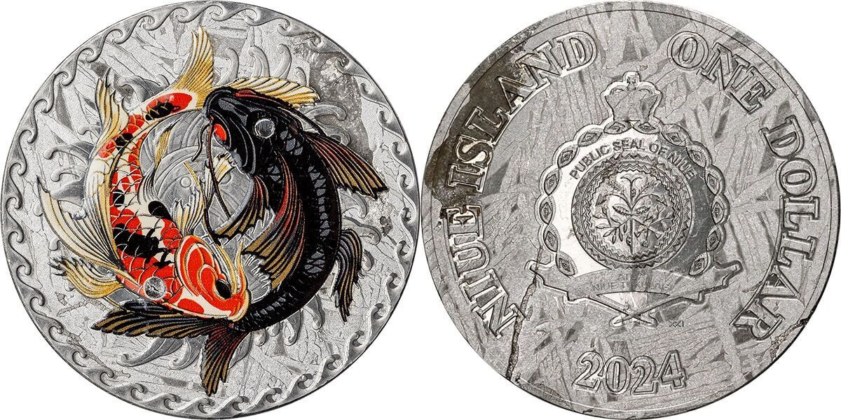 1 Dollar Koi Fish Meteorite Coin Aletai 1 oz Proof-like Coin 1$ Niue ...