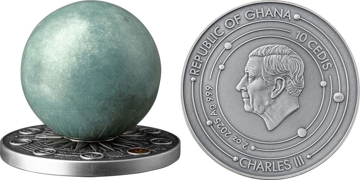 Uranus Solar System 2 oz Antique finish Silver Coin 10 Cedis Republic ...